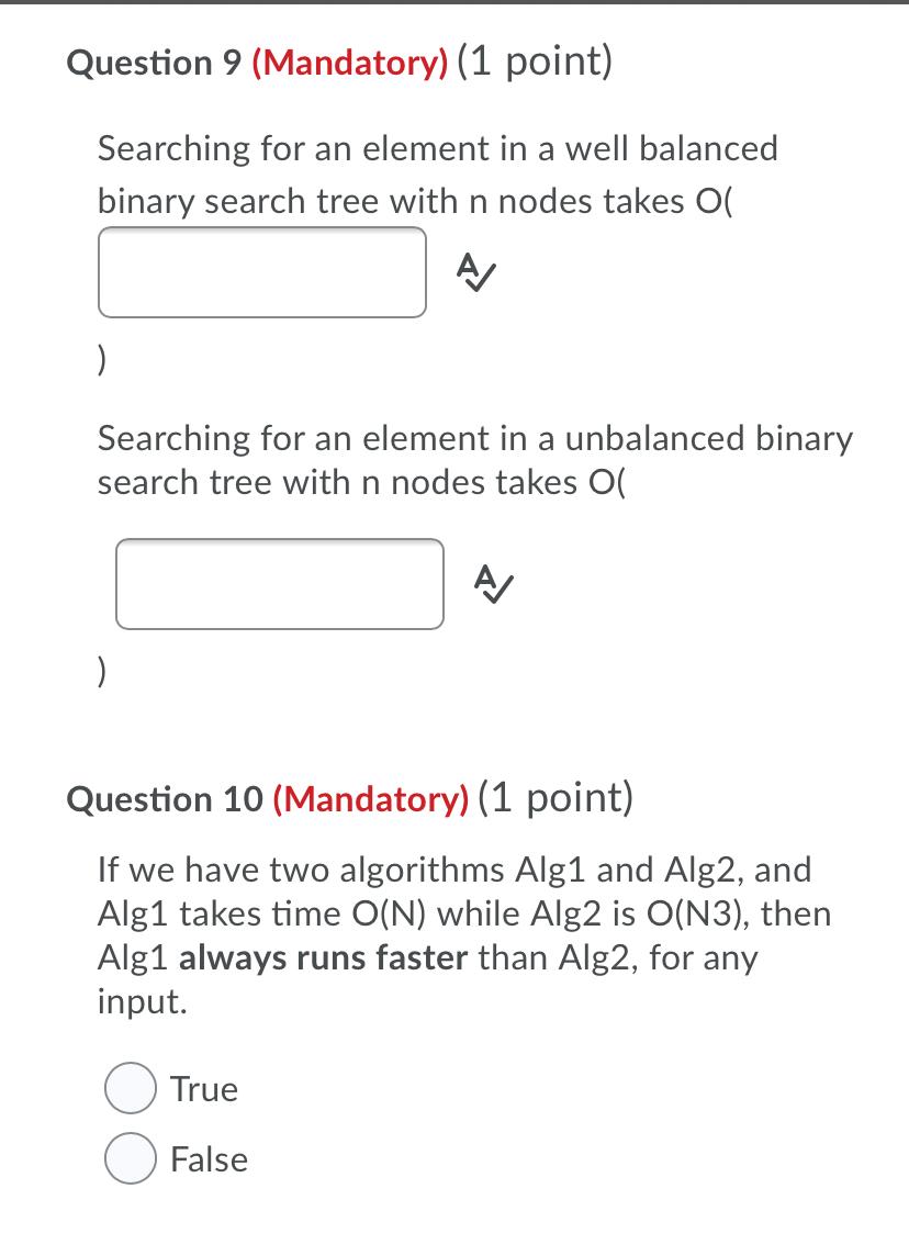 Solved Question 1 (Mandatory) (1 point) Given an array-based | Chegg.com