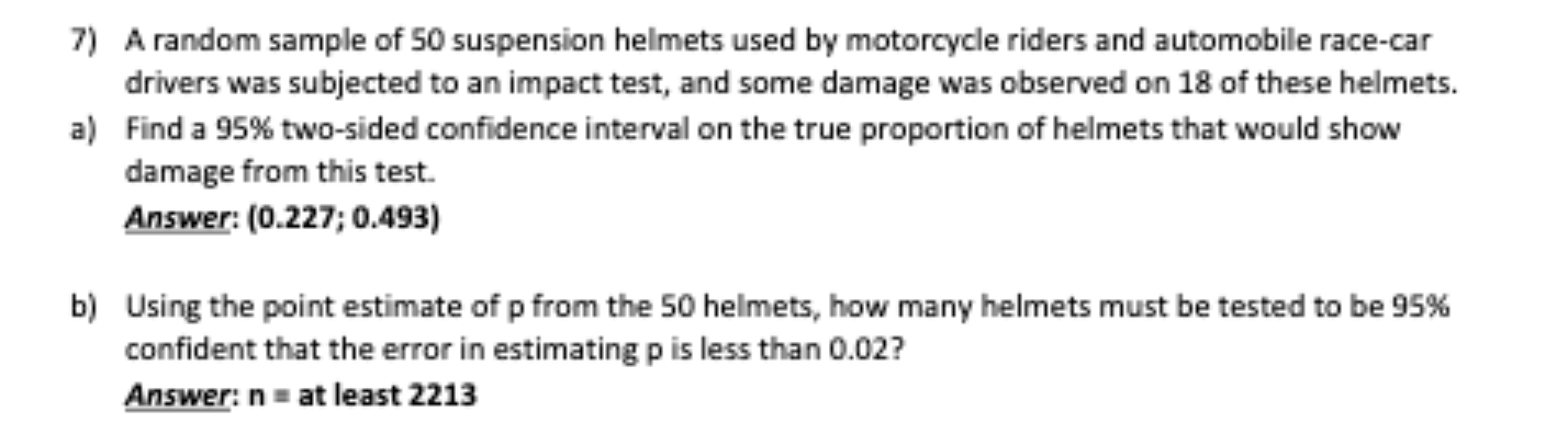 Solved 7) A random sample of 50 suspension helmets used by | Chegg.com