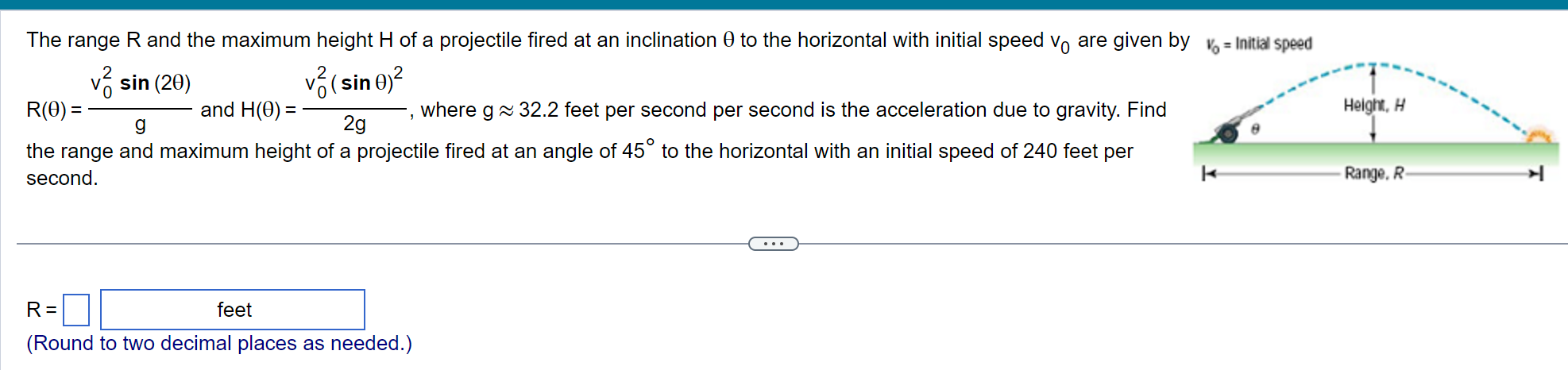 Solved The range R and the maximum height H of a projectile | Chegg.com