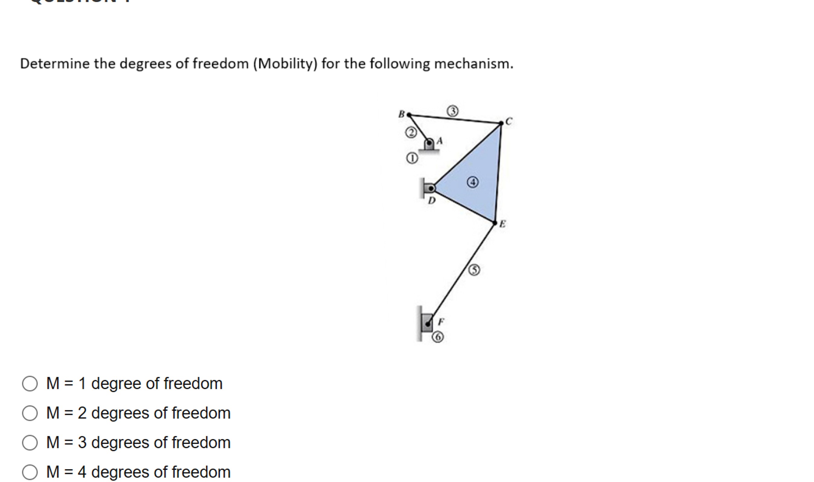 Solved Determine the degrees of freedom (Mobility) ﻿for the | Chegg.com