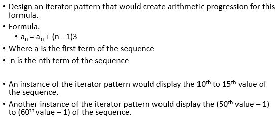 Design an iterator pattern that would create | Chegg.com