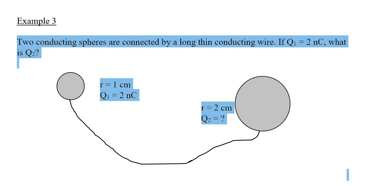 Solved Example 3 Two conducting spheres are connected by a | Chegg.com