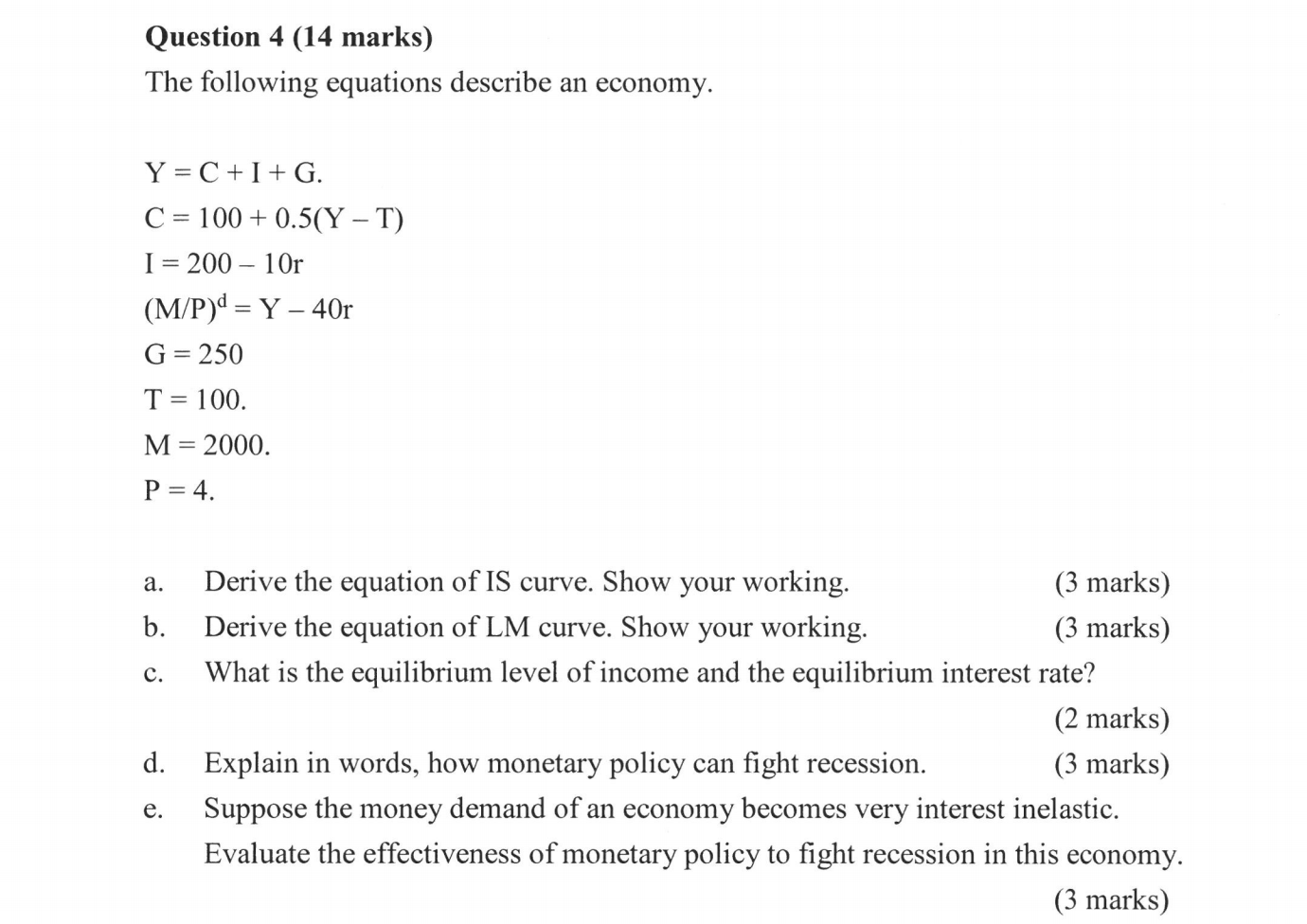 Solved Question 4 (14 marks) The following equations | Chegg.com
