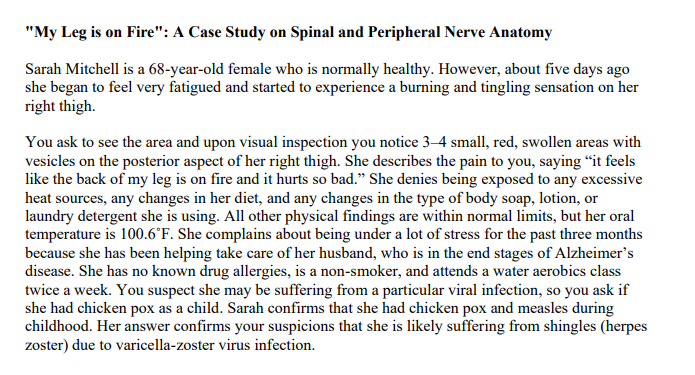 Solved "My Leg is on Fire": A Case Study on Spinal and | Chegg.com