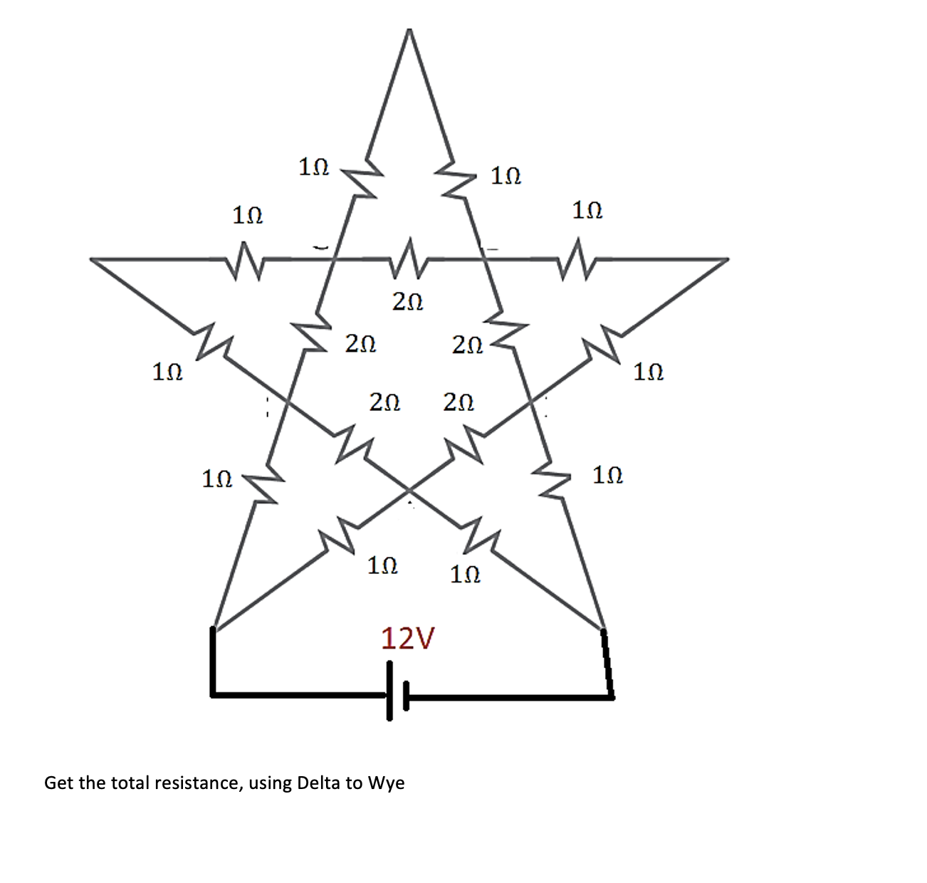 Solved Get the total resistance, using Delta to Wye | Chegg.com