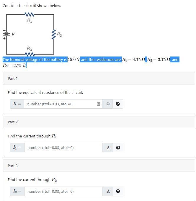 Solved Consider the circuit shown below. R } R2 R3 The | Chegg.com