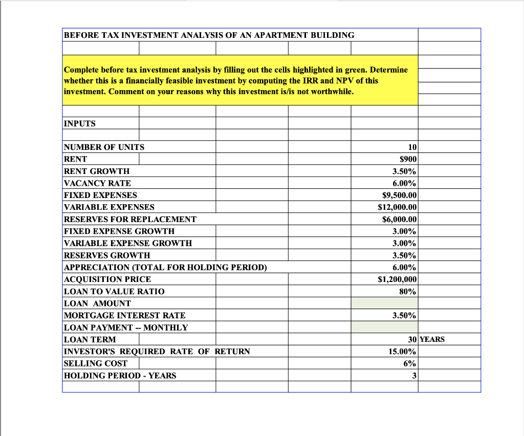 Please show all of the work in excel! Thank you | Chegg.com
