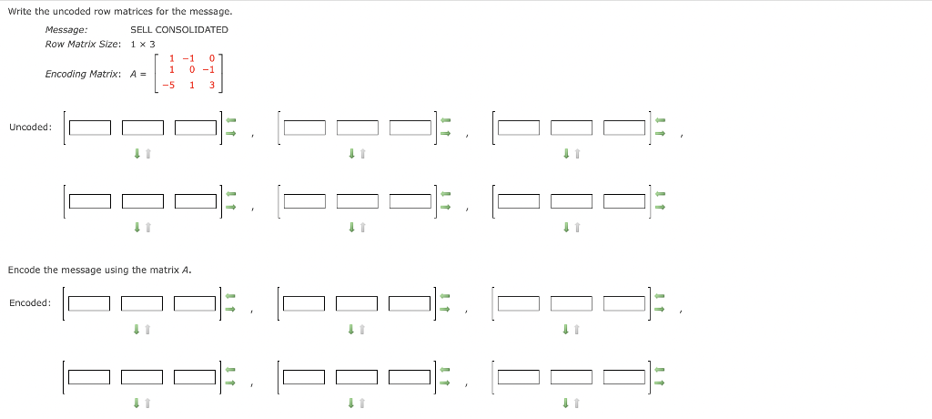 Solved Write the uncoded row matrices for the message. | Chegg.com