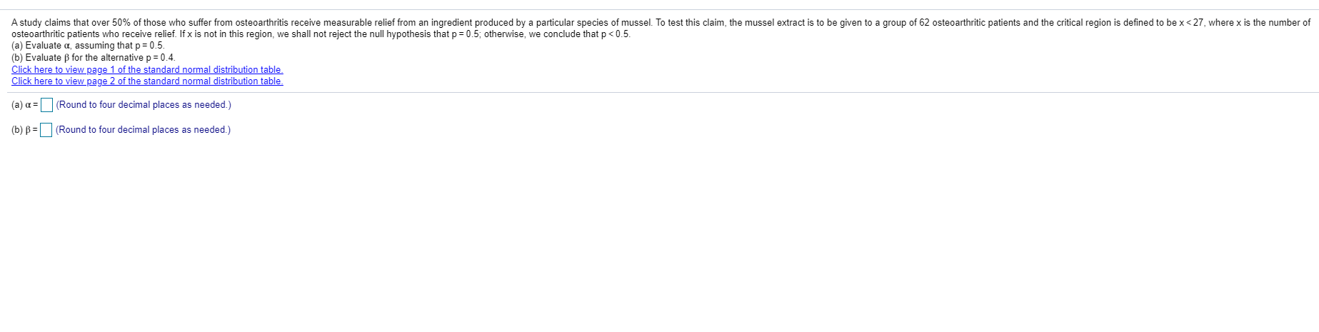 Solved A study claims that over 50% of those who suffer from | Chegg.com