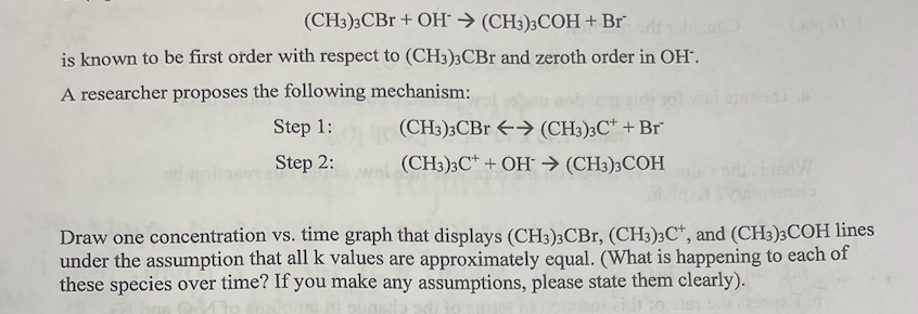 Solved (CH3)3CBr+OH−→(CH3)3COH+Br− is known to be first | Chegg.com