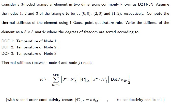 Consider a 3-noded triangular element in two | Chegg.com