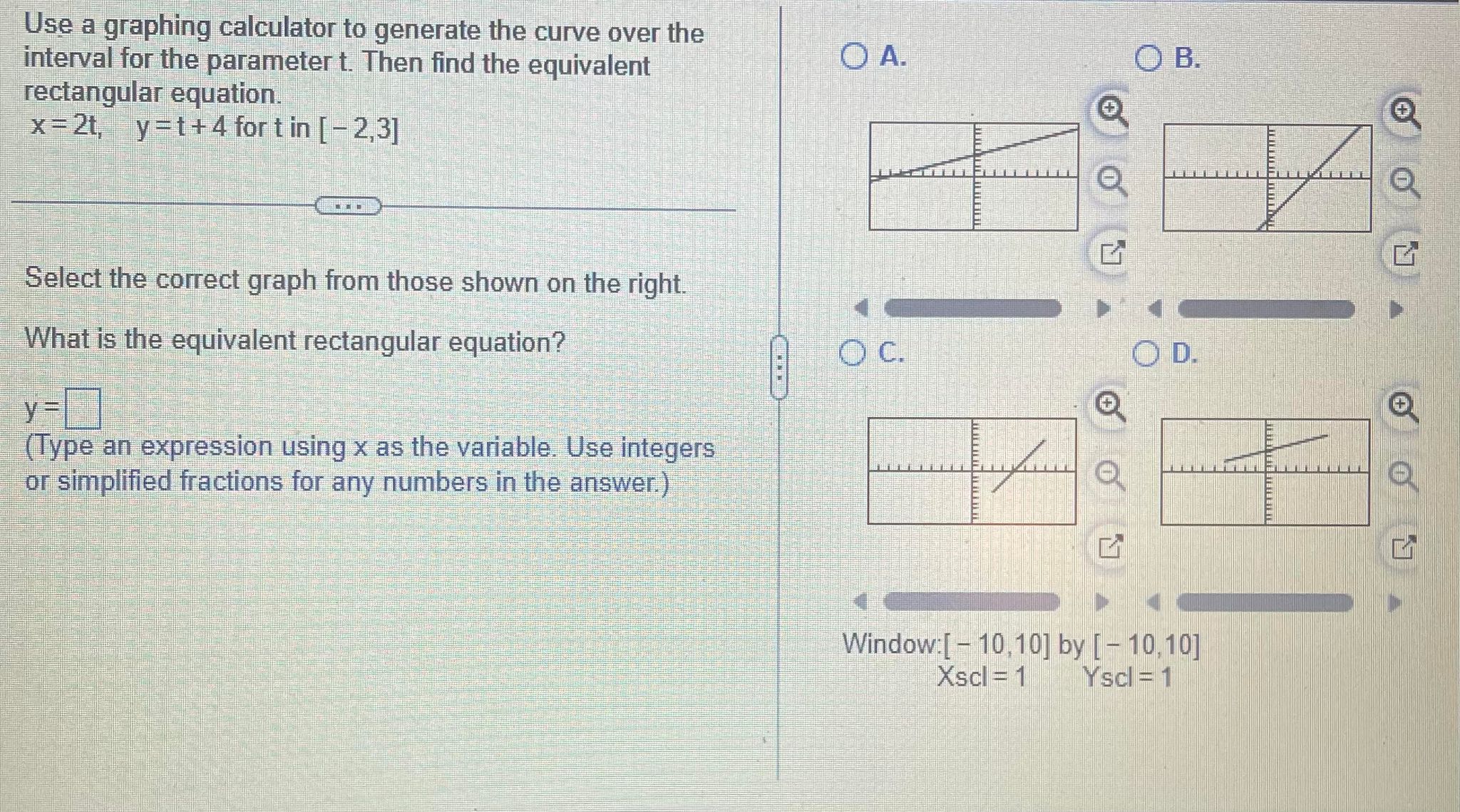 Solved Use a graphing calculator to generate the curve over | Chegg.com