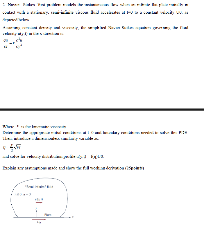 Solved 2- Navier -Stokes 'first problem models the | Chegg.com