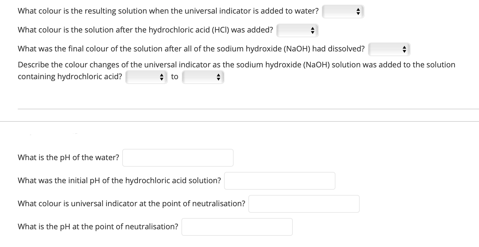 Solved What colour is the resulting solution when the | Chegg.com