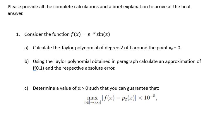 Solved Please provide all the complete calculations and a | Chegg.com