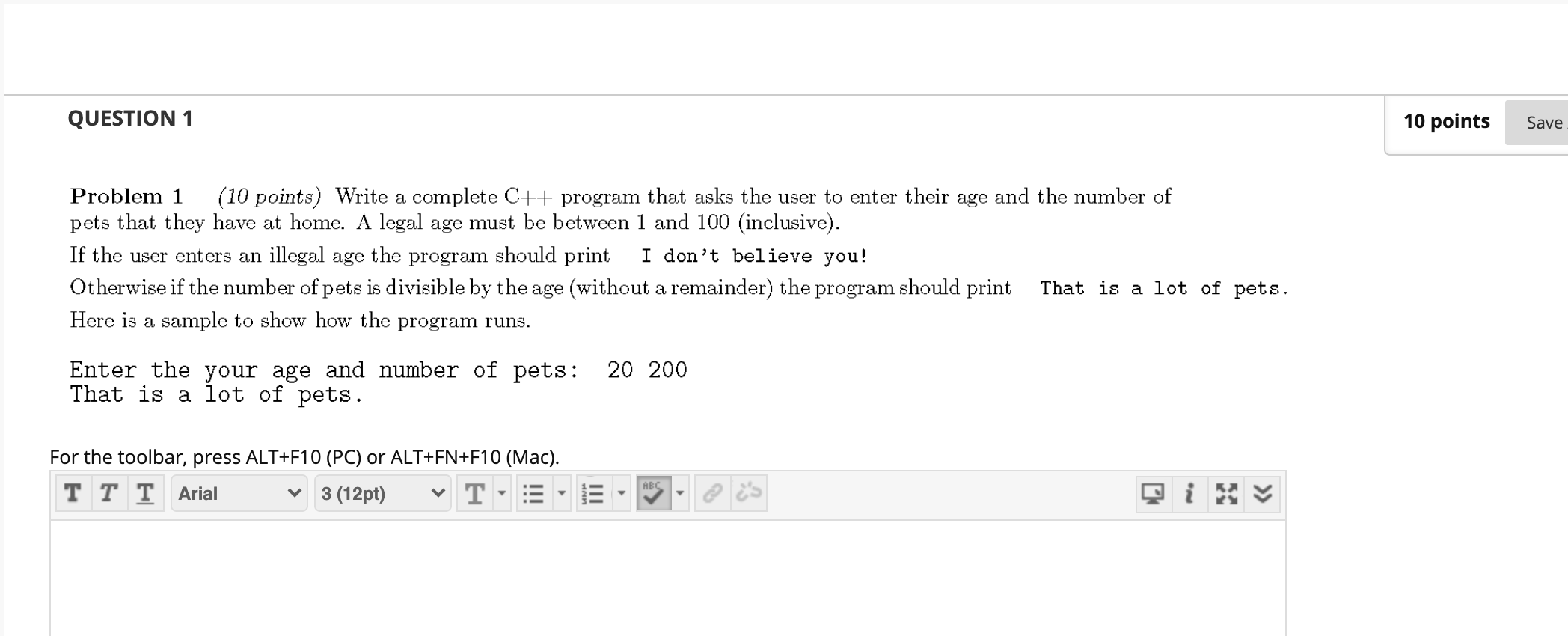Solved Question 1 10 Points Save Problem 1 10 Points Write 