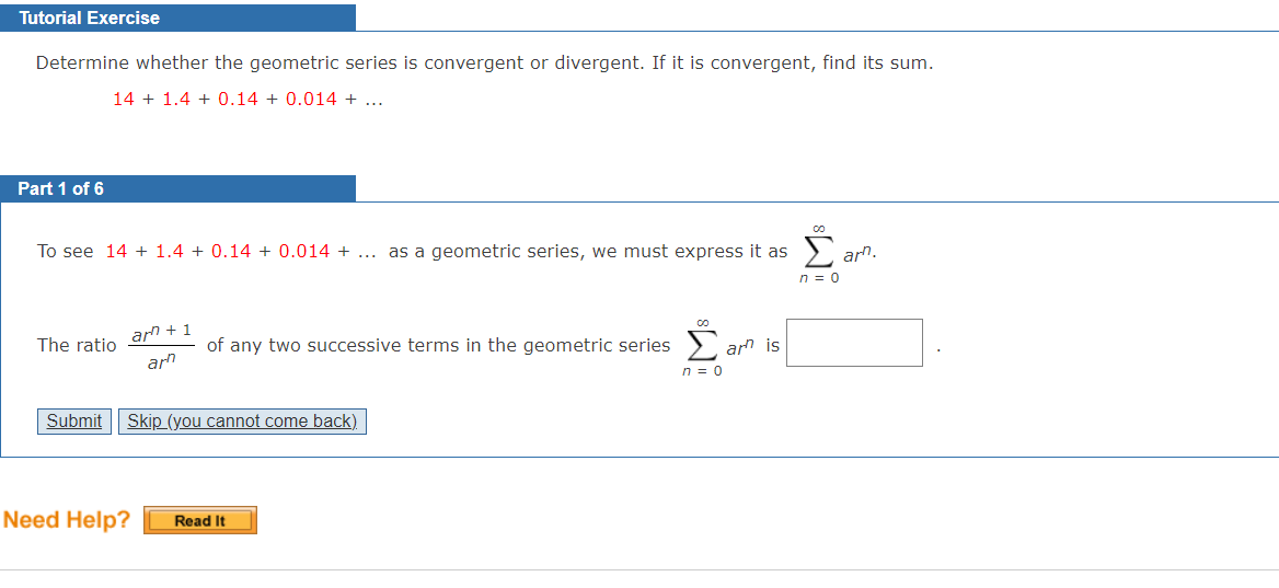 Solved Tutorial Exercise Determine whether the geometric | Chegg.com