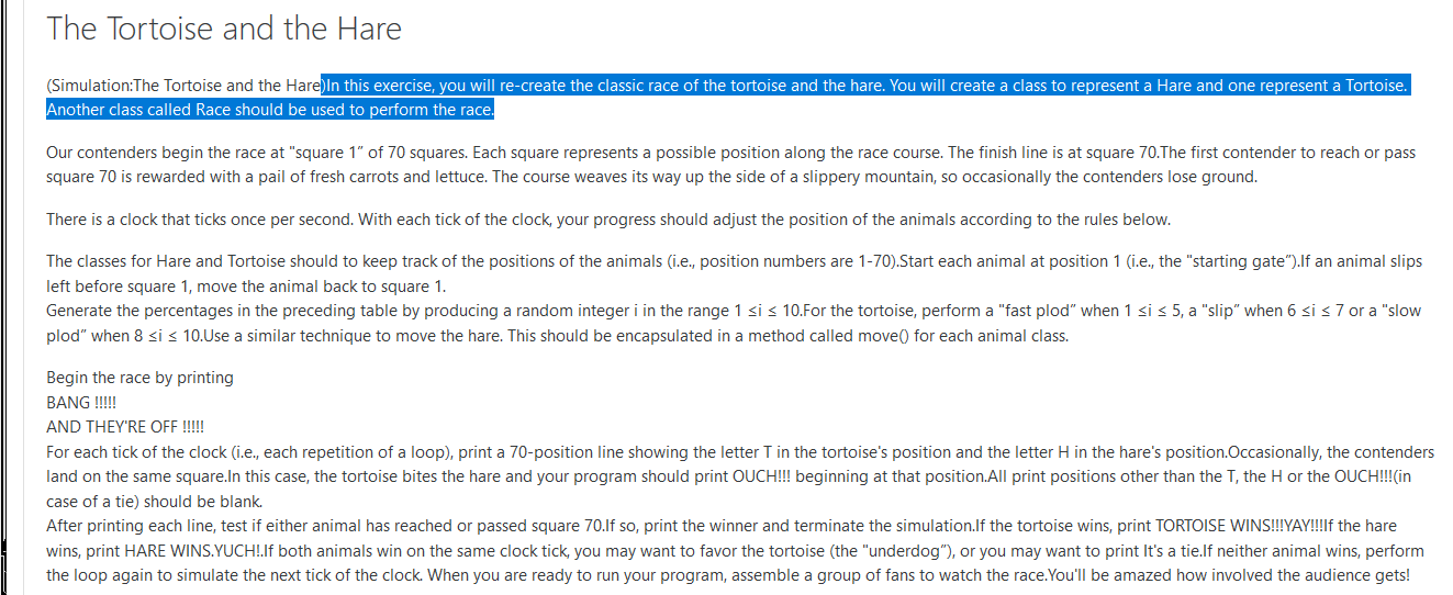 Solved The Tortoise and the Hare (Simulation:The Tortoise | Chegg.com