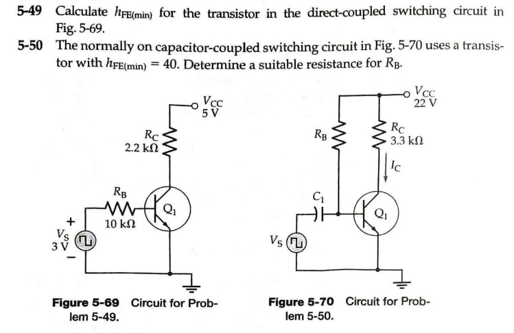 Solved 5-49 Calculate hFE(min) for the transistor in the | Chegg.com