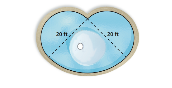 Solved The fountain is made up of two semicircles and a | Chegg.com