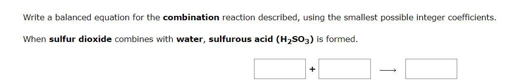 Solved Write a balanced equation for the combination | Chegg.com
