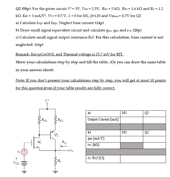 Solved Q2 (50p): For the given circuit | Chegg.com