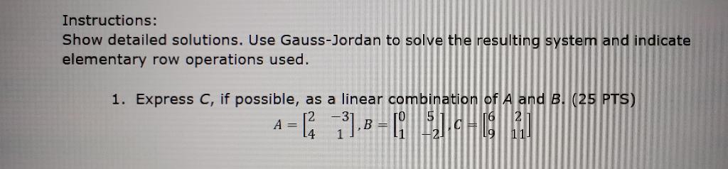 Solved Instructions: Show detailed solutions. Use | Chegg.com