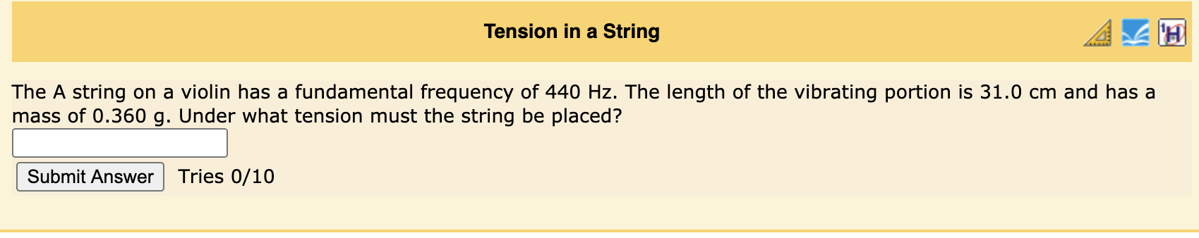 Solved Tension in a String The A string on a violin has a | Chegg.com