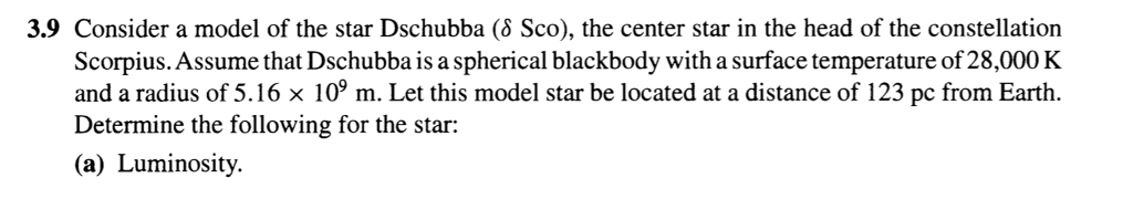 Solved 3.9 Consider a model of the star Dschubba (8 Sco), | Chegg.com