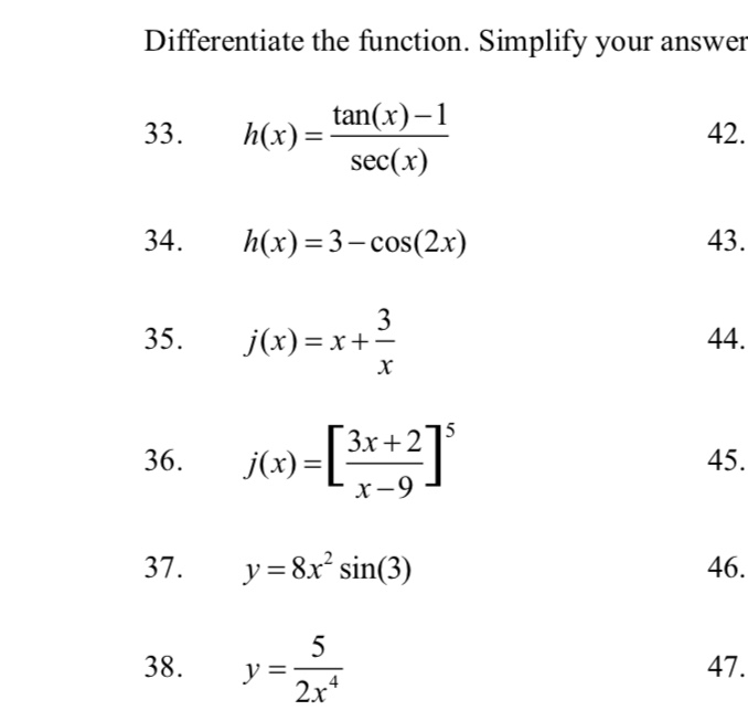 Solved Differentiate The Function Simplify Your Answer