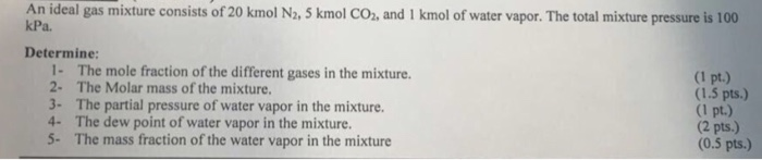 Solved An ideal gas mixture consists of 20 kmol N2, 5 kmol | Chegg.com