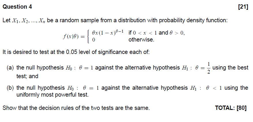 Solved Question 4 [21] Let X1, X2, ..., X., be a random | Chegg.com