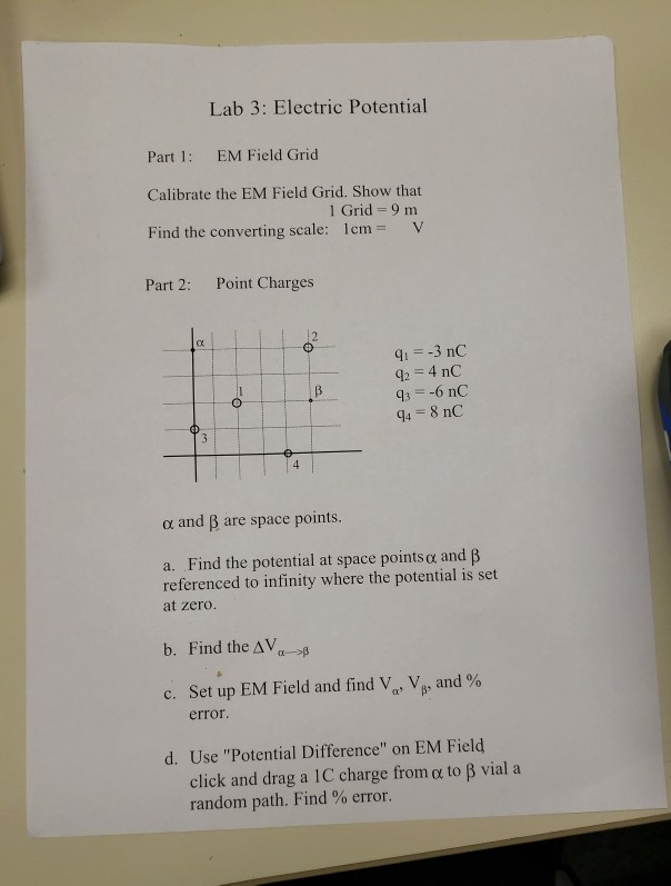 Solved Lab 3: Electric Potential Part 1: EM Field Grid | Chegg.com