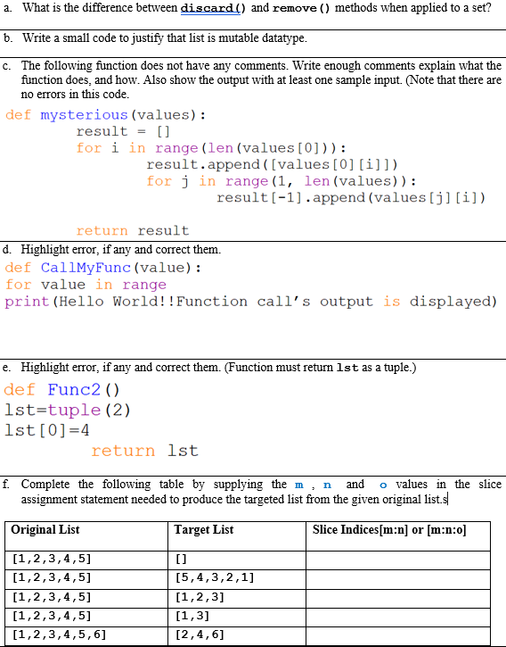 Solved a. What is the difference between discard() and | Chegg.com