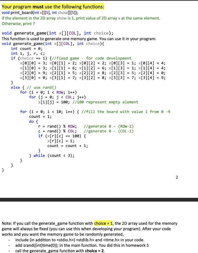 Solved A memory game is a matching game that starts with a | Chegg.com