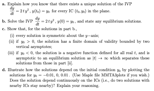 Solved a. Explain how you know that there exists a unique | Chegg.com