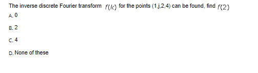 Solved The inverse discrete Fourier transform f(K) for the | Chegg.com