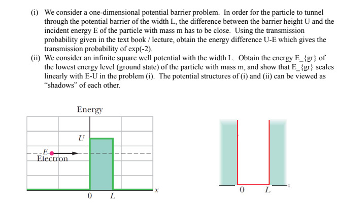 Solved (1) We consider a one-dimensional potential barrier | Chegg.com