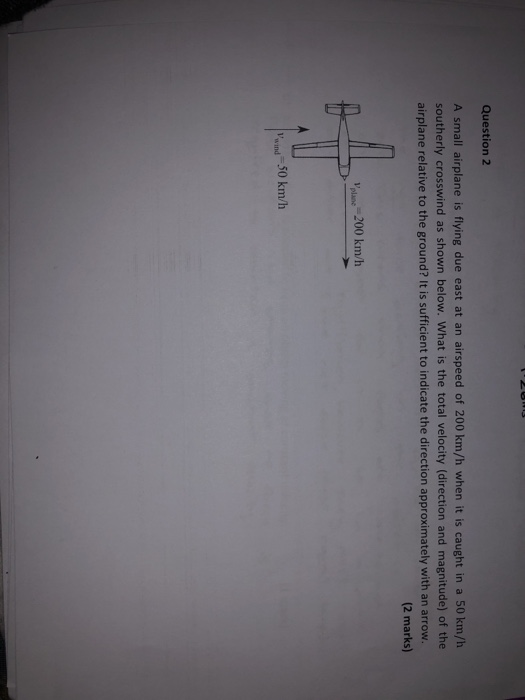 Solved Question 2 A small airplane is flying due east at an | Chegg.com