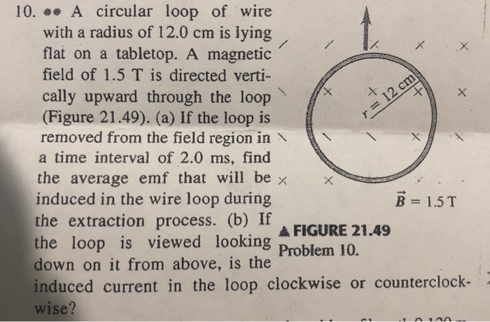 Solved 10. . A circular loop of wire with a radius of 12.0 | Chegg.com