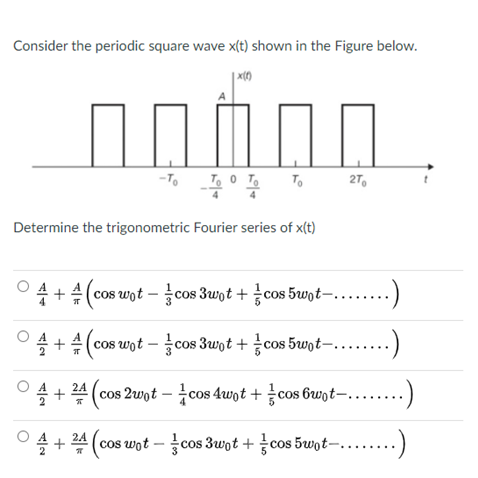 Solved Consider the periodic square wave x(t) shown in the | Chegg.com