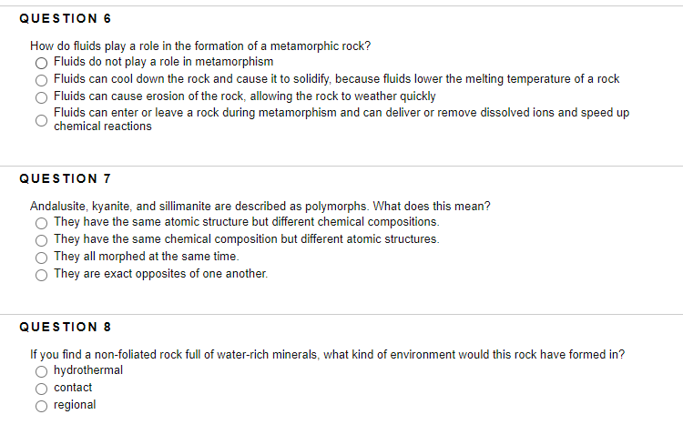 Solved QUESTION 6 How do fluids play a role in the formation | Chegg.com
