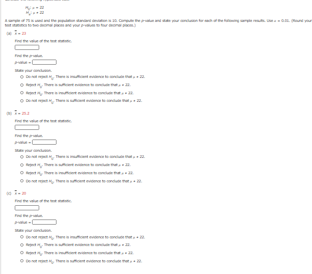 Solved A sample of 75 is used and the population standard | Chegg.com