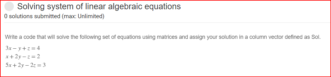 Solved Solving system of linear algebraic equations 0 | Chegg.com