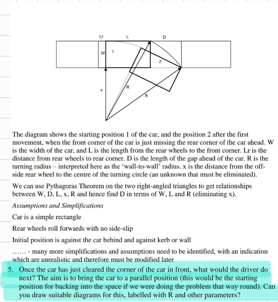 Solved The diagram shows the starting position 1 of the car, | Chegg.com