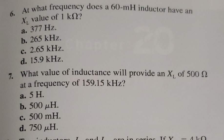 Solved at frequency does a 60-mH inductor have an At X, | Chegg.com