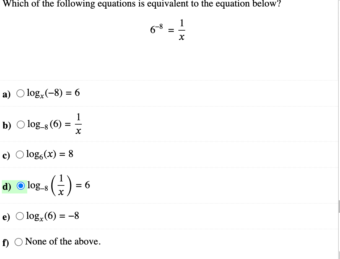 Solved Which of the following equations is equivalent to the | Chegg.com