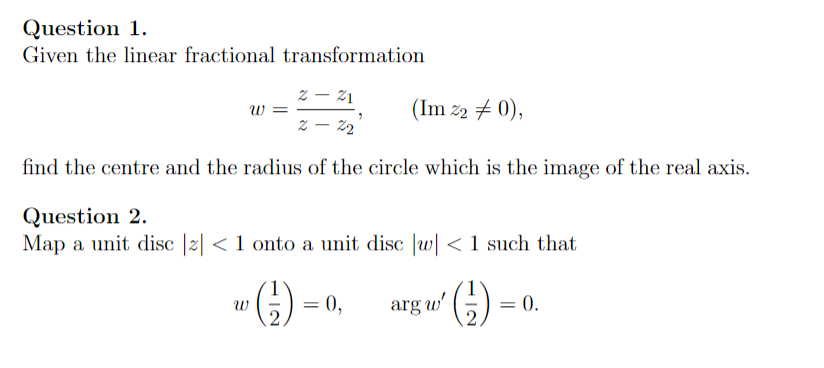Question 1. Given the linear fractional | Chegg.com