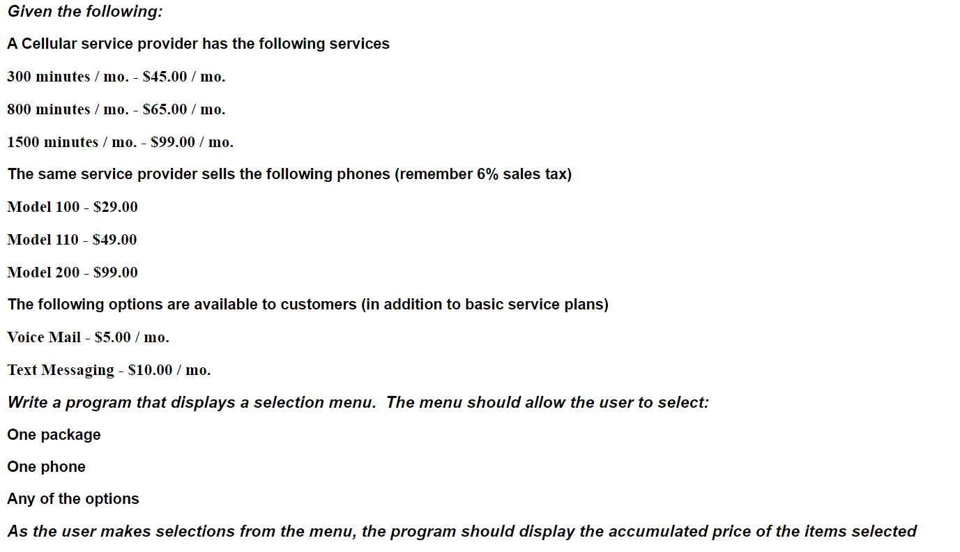 JAVA APPLET Program Given the following: A Cellular | Chegg.com