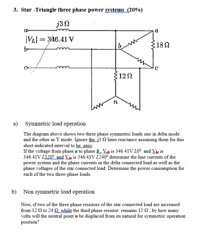 Solved a) Symmetric load operation The diagram above shows | Chegg.com